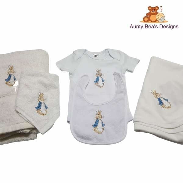 CUSTOM ORDER - Peter Rabbit Collection - 5pce gift set - Aunty Beas Designs